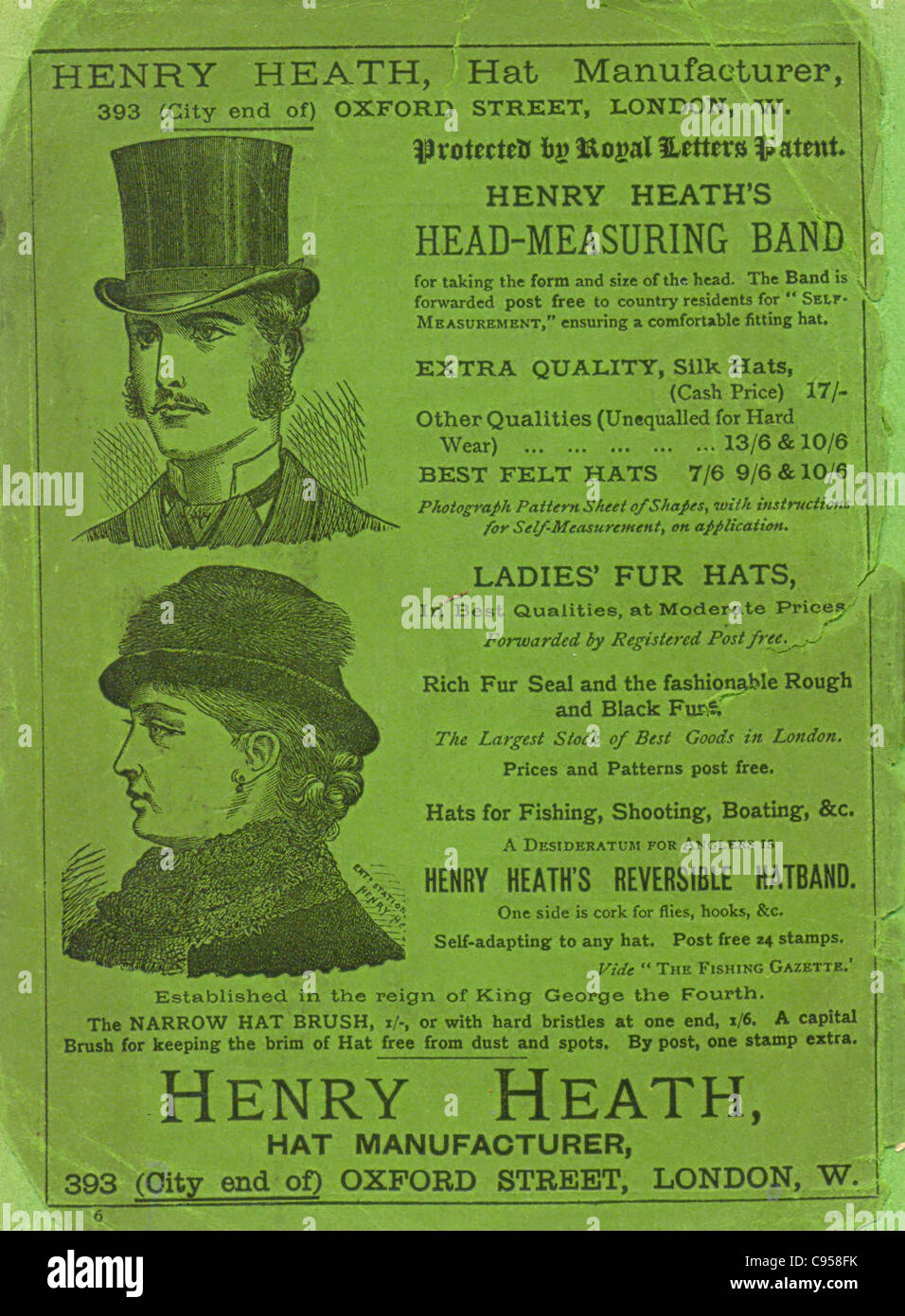 Advertisement for Henry Heath hats Stock Photo - Alamy
