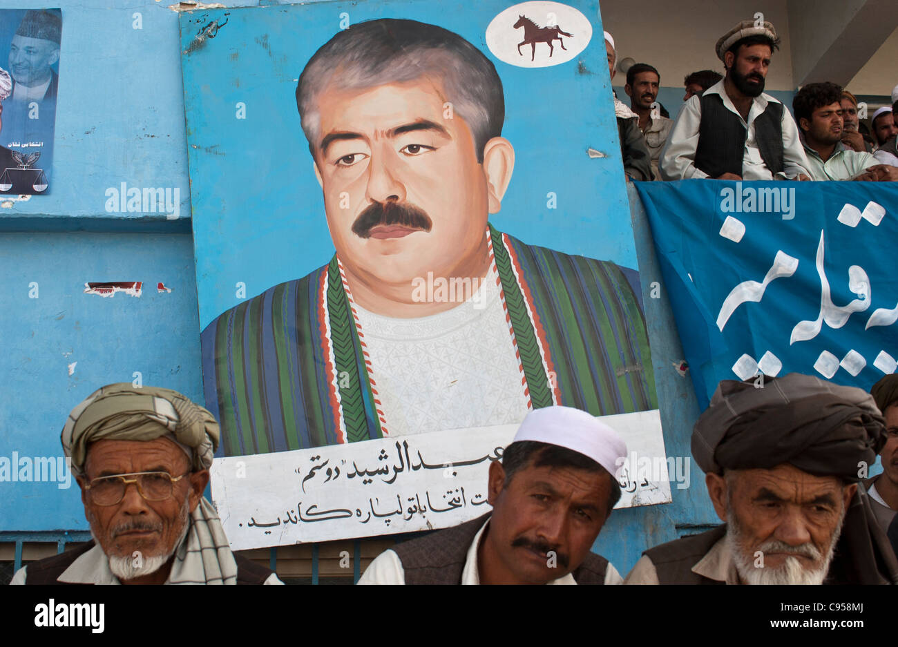 Supporters of Afghan Uzbek commander and Presidential candidate Abdul ...