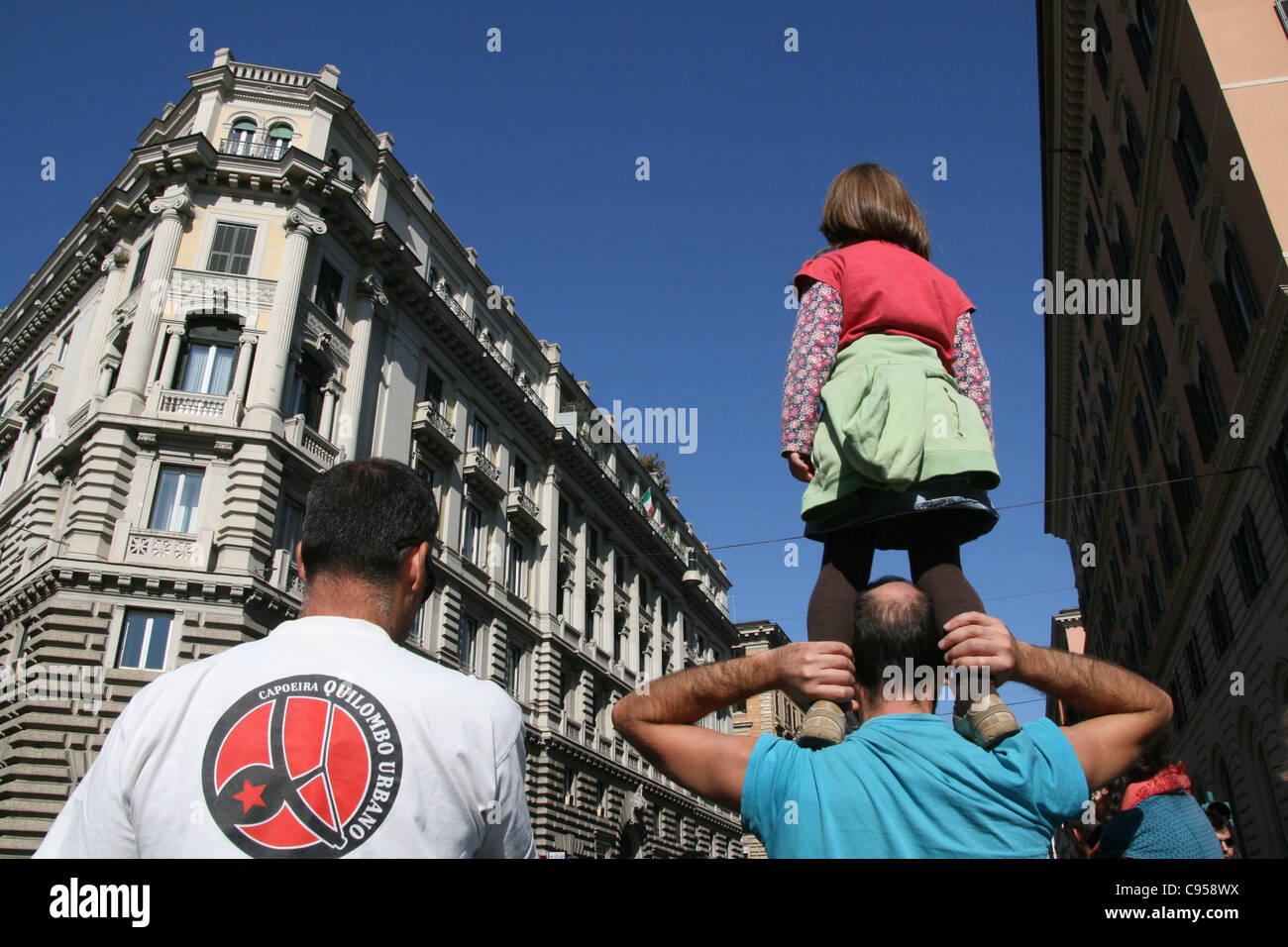 indignados protesters at occupy rome movement rally demo in rome italy ...