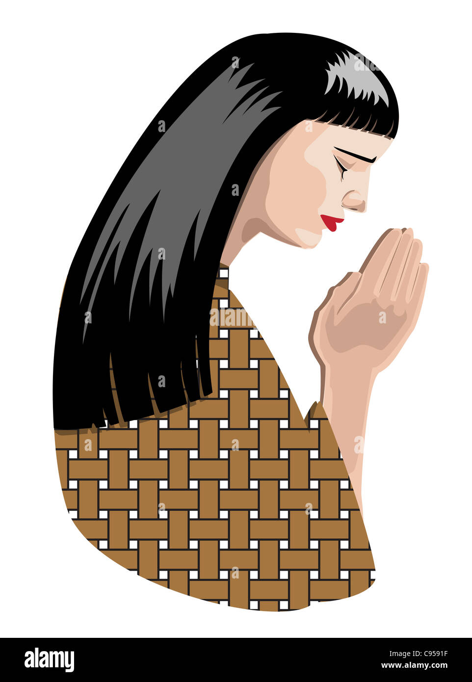 Woman praying illustration hi-res stock photography and images - Alamy