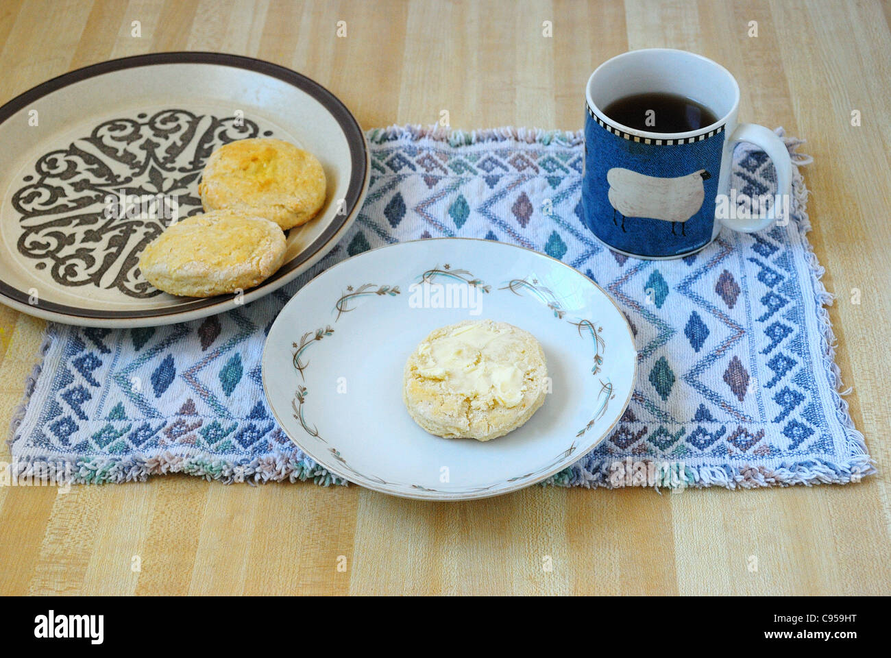 English Devonshire scones and butter Stock Photo - Alamy