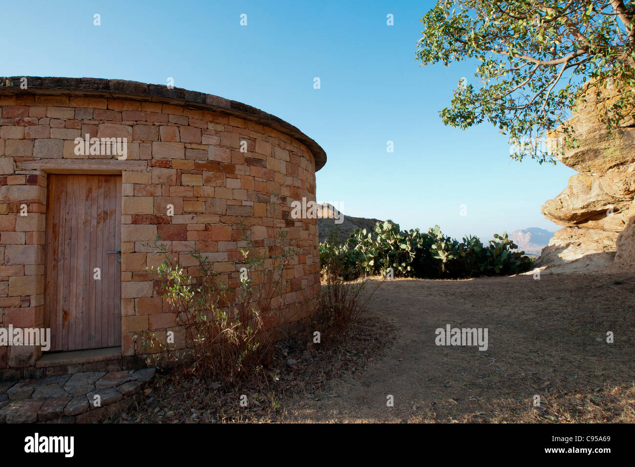 One of the stone-built bungalows at the Gheralta Lodge near the village ...