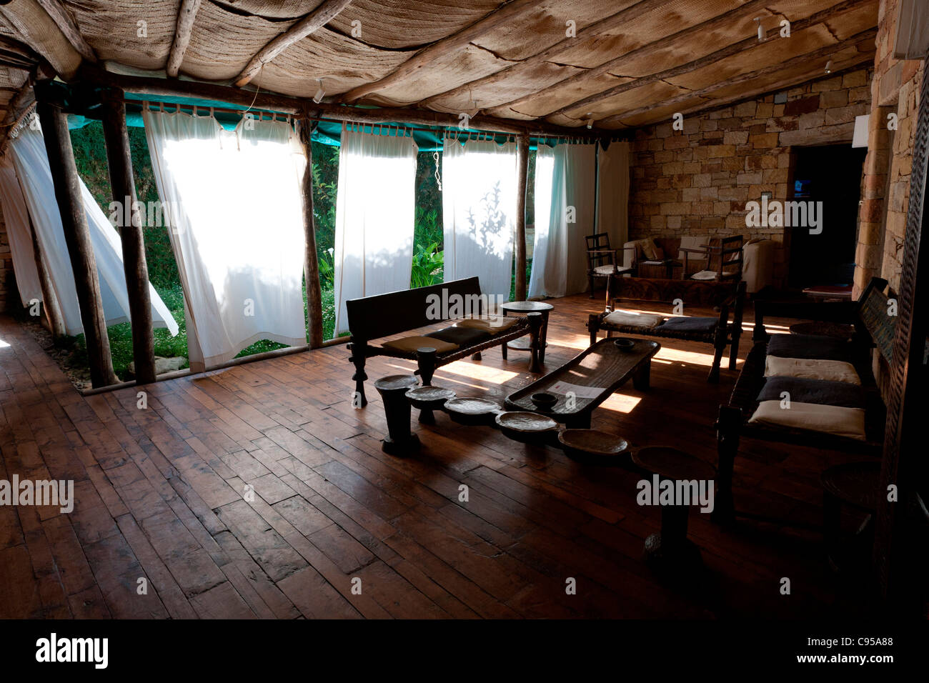 View of the reception area at the Gheralta Lodge near the village of ...