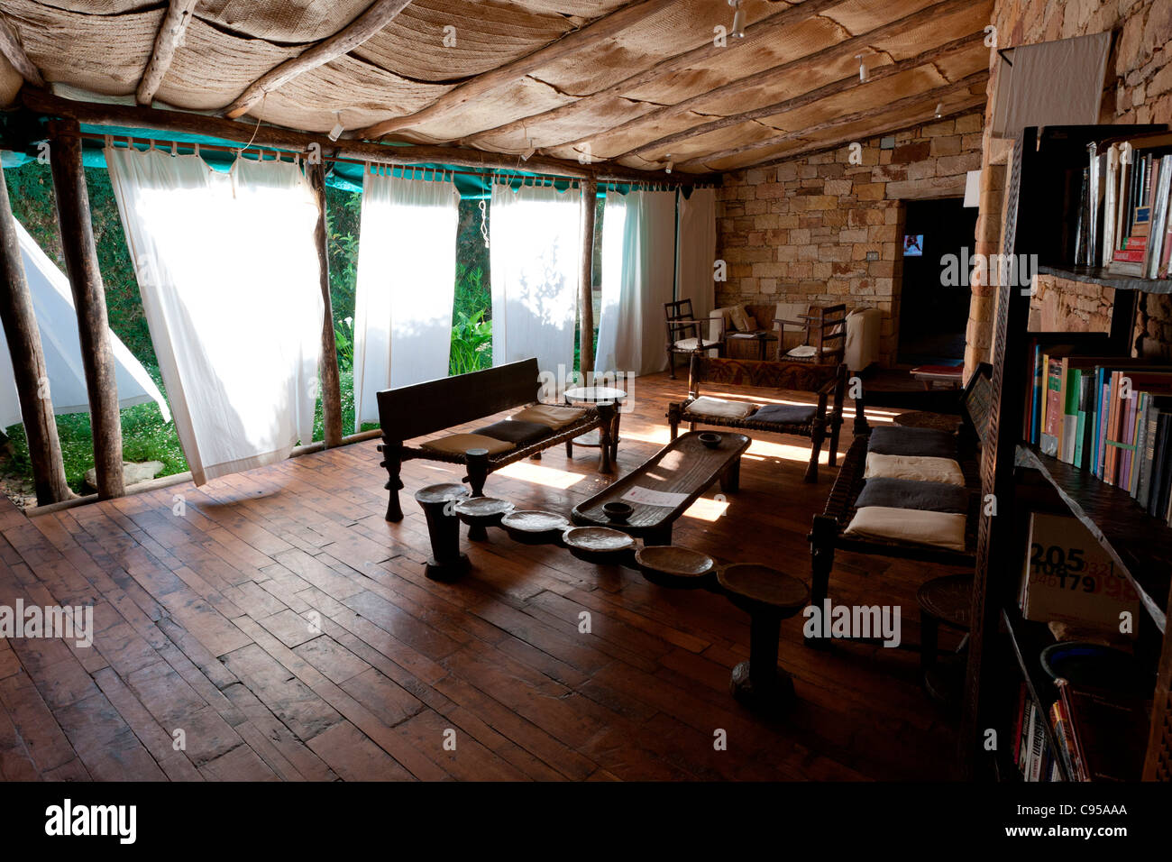 View of the reception area at the Gheralta Lodge near the village of ...