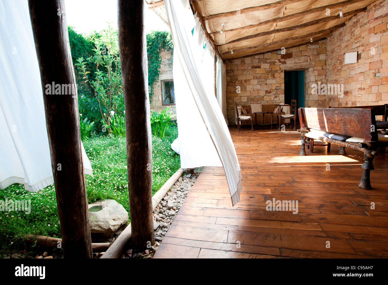 View of the reception area at the Gheralta Lodge near the village of ...