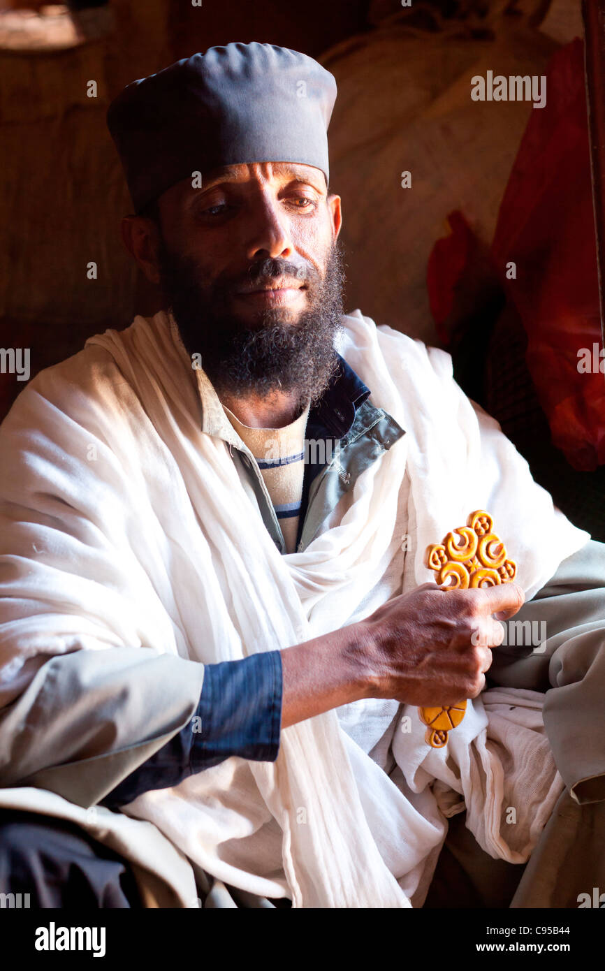 Portrait of an Orthodox Christian priest at the mountaintop monastery ...