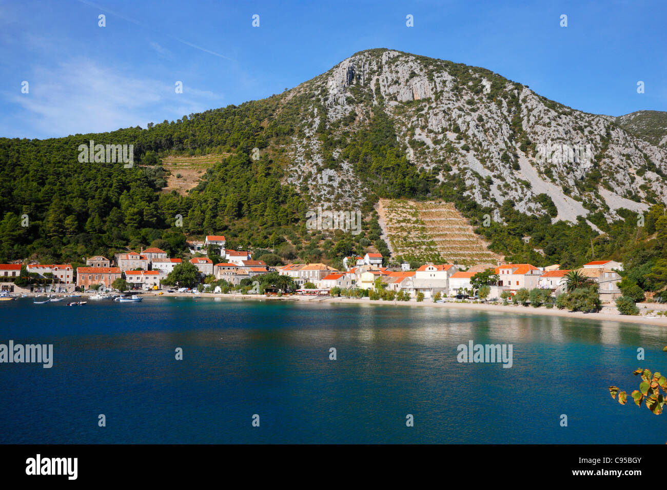 trstenik town under the hill, Peljesac - Croatia Stock Photo - Alamy
