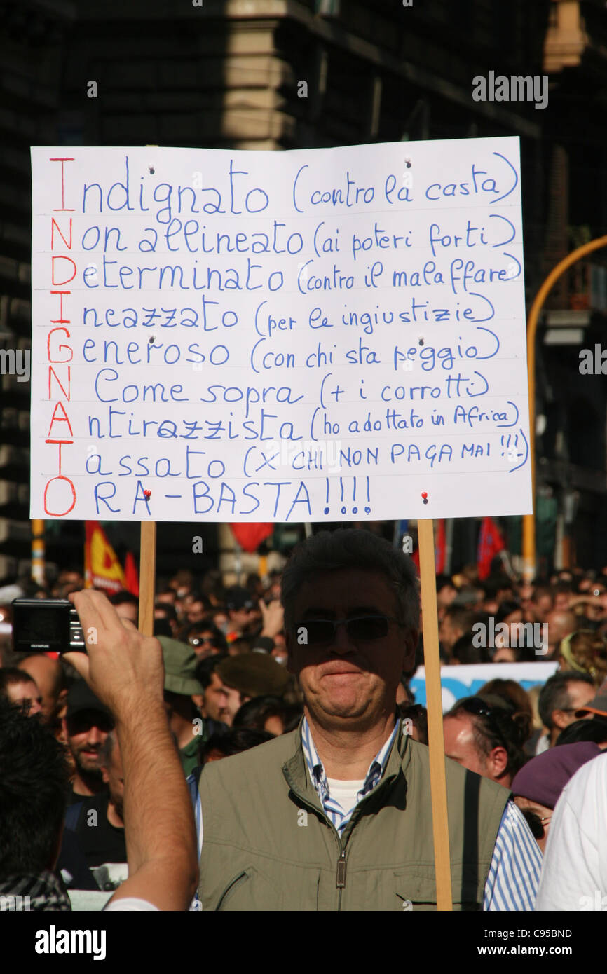 indignados protesters at occupy rome movement rally demo in rome italy ...