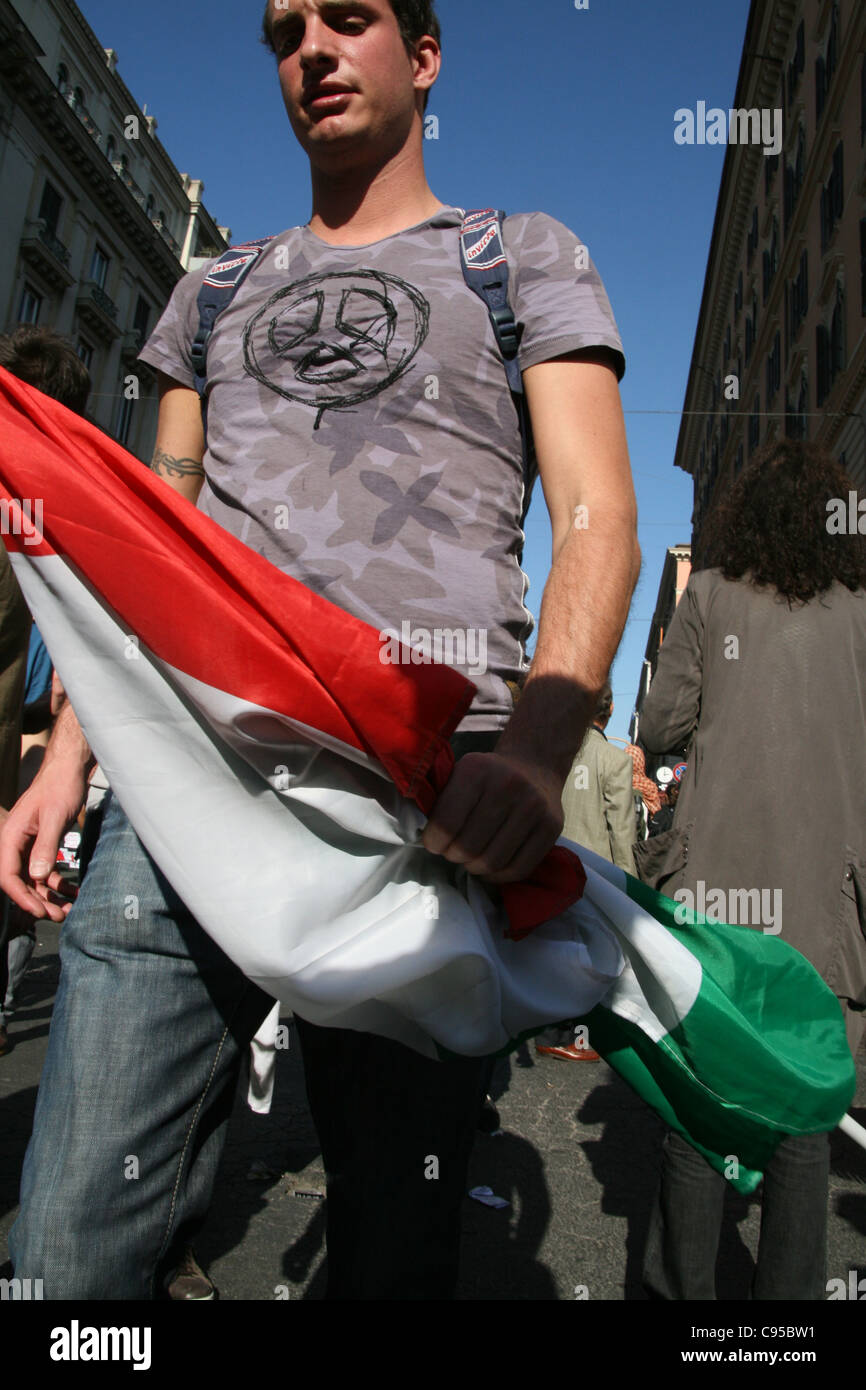indignados protesters at occupy rome movement rally demo in rome italy ...