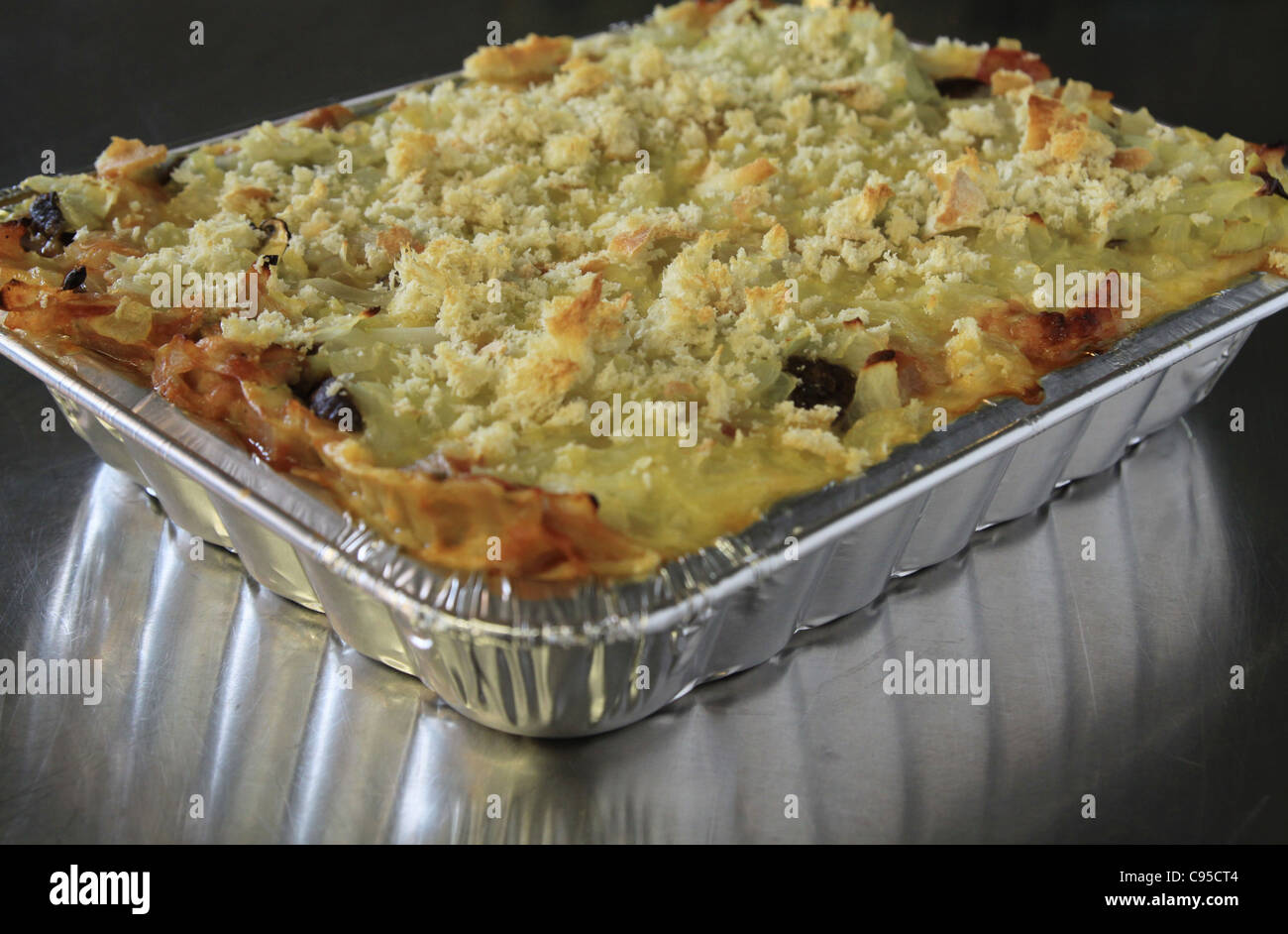 A chicken casserole in an aluminum pan Stock Photo - Alamy
