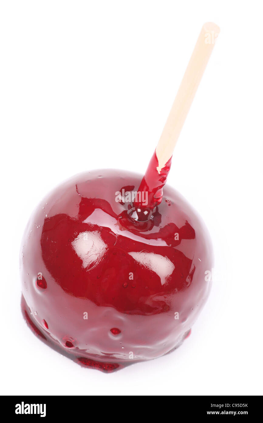 Red Taffy Apple with white background Stock Photo - Alamy