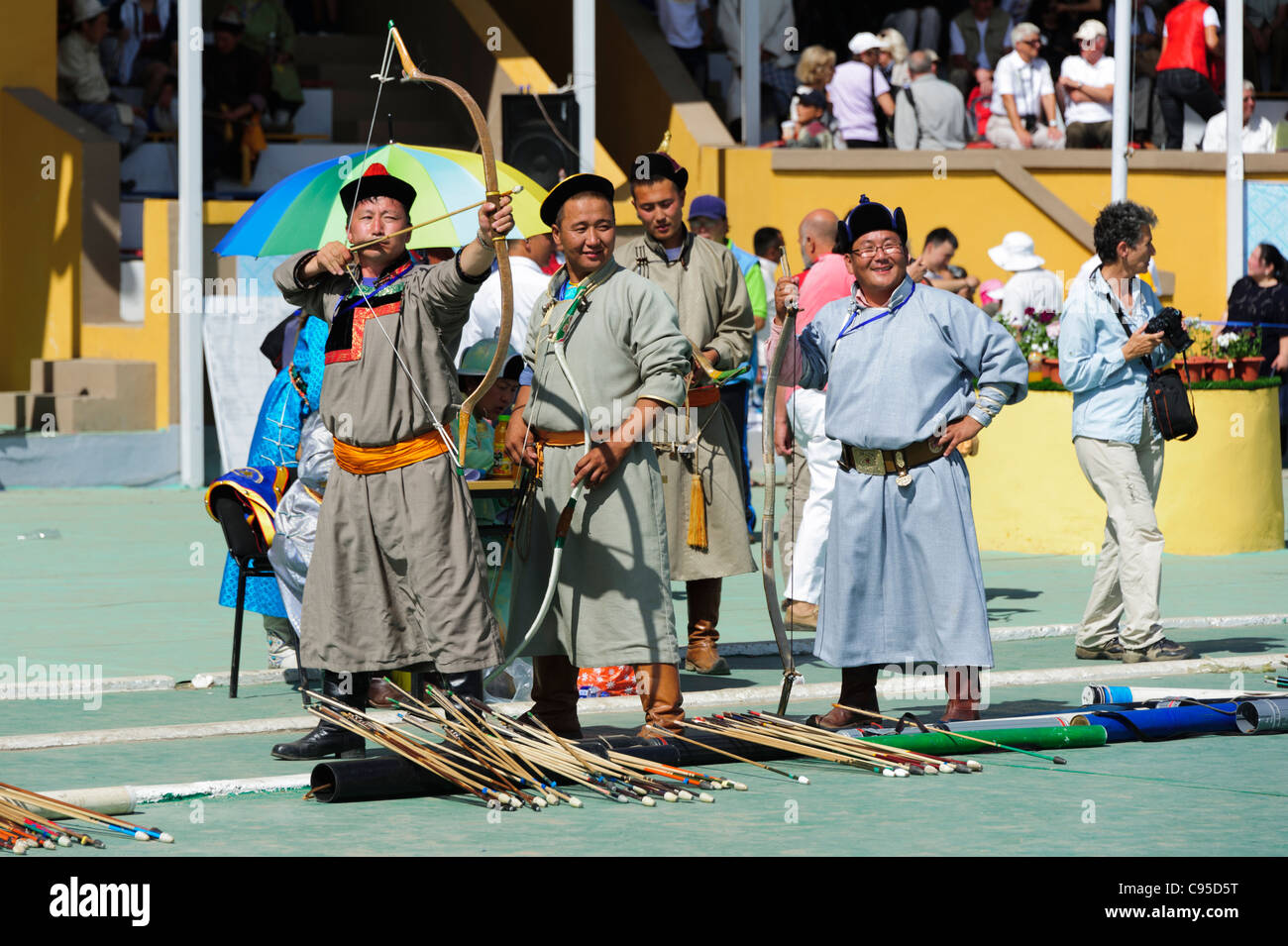 Archery competition during the Traditional Naadam Festival in Ulan ...