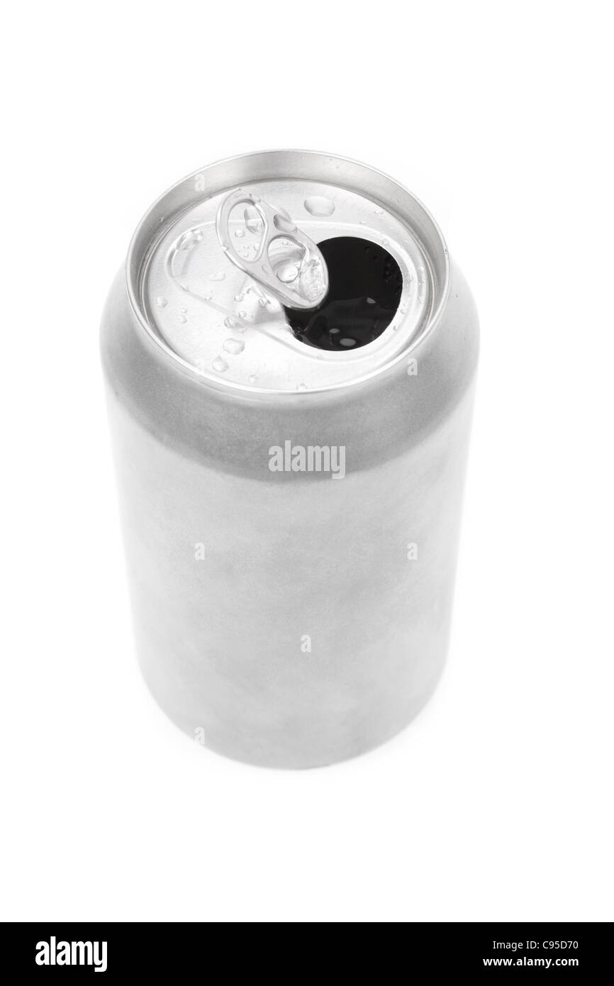 a silver soda can with white background Stock Photo - Alamy