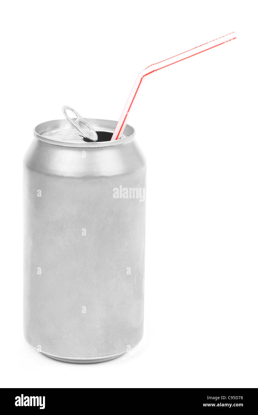 a silver soda can with white background Stock Photo - Alamy