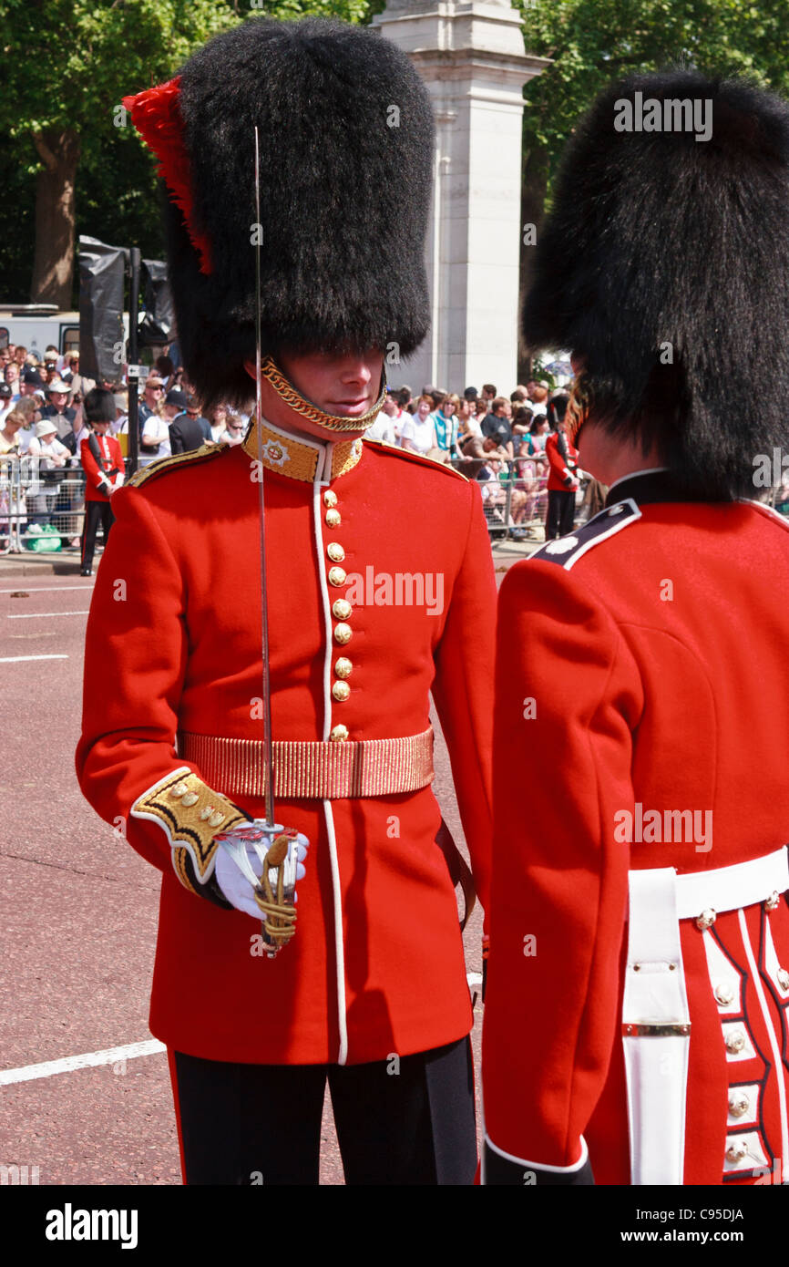 A Foot Guard Officer making inspection of his division at Buckingham ...