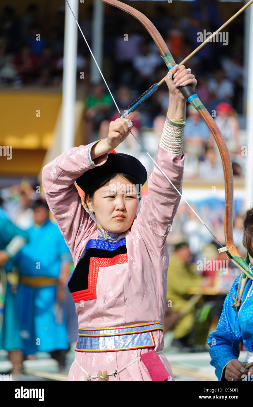Archery competition during the Traditional Naadam Festival in Ulan ...
