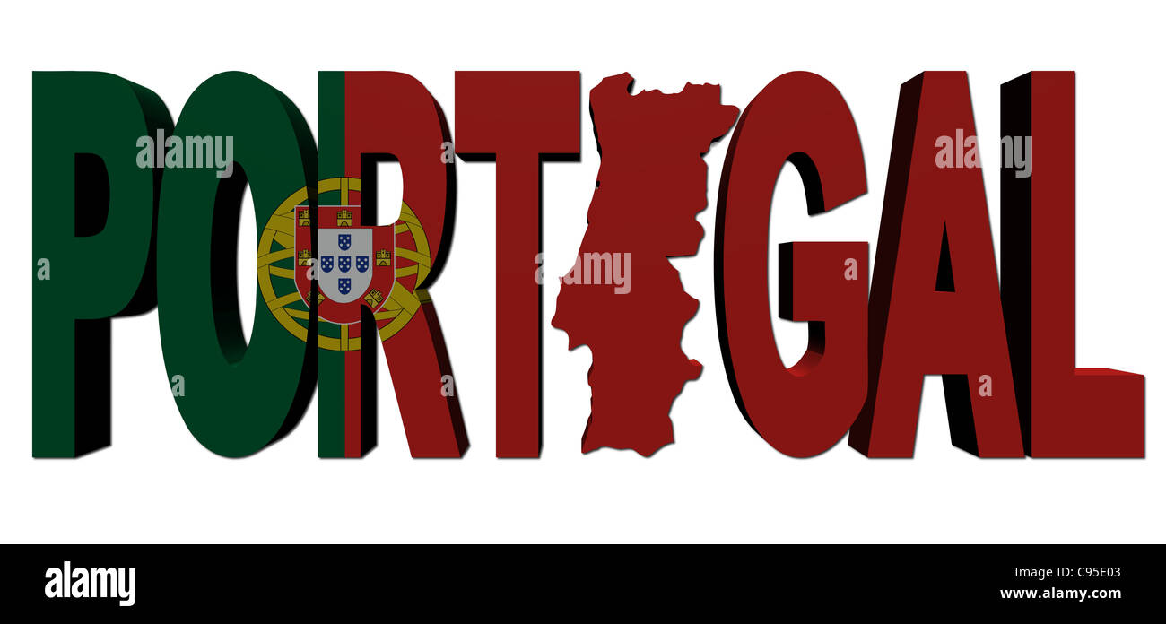 Portugal map text with flag illustration Stock Photo - Alamy