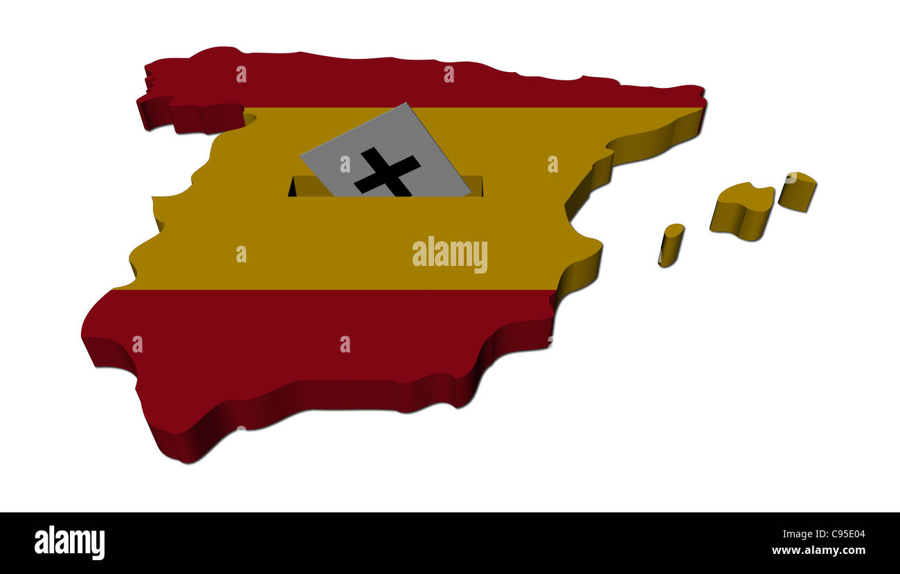 Spain election map with ballot paper illustration Stock Photo - Alamy
