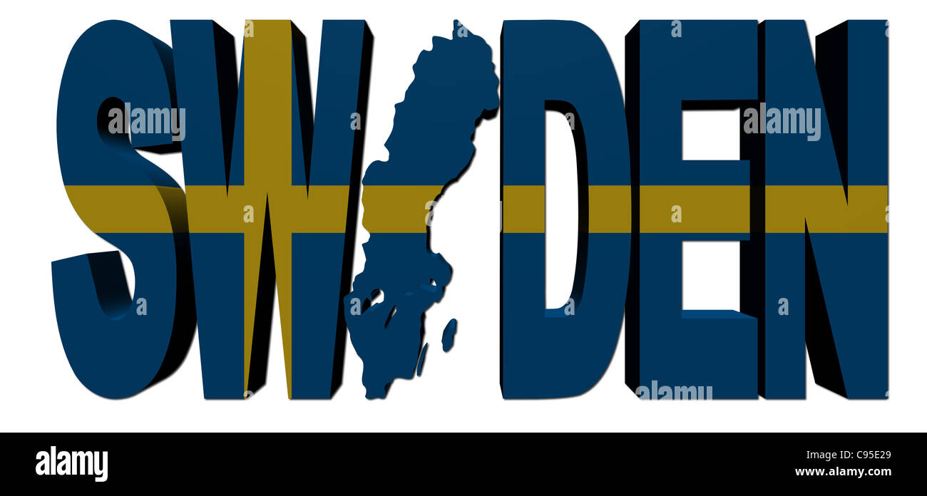 Sweden map text with flag illustration Stock Photo - Alamy