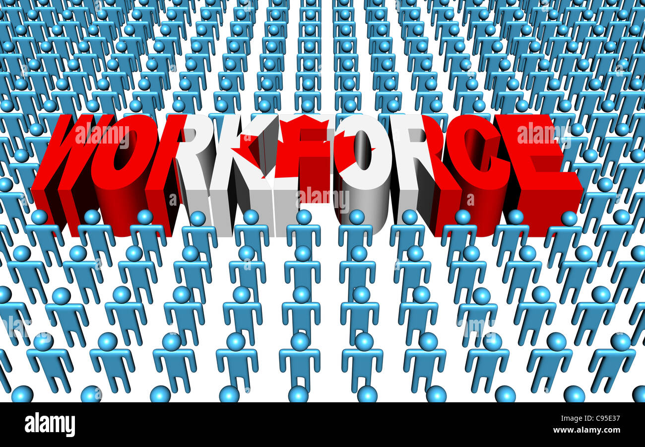 Canadian workforce with flag text illustration Stock Photo - Alamy