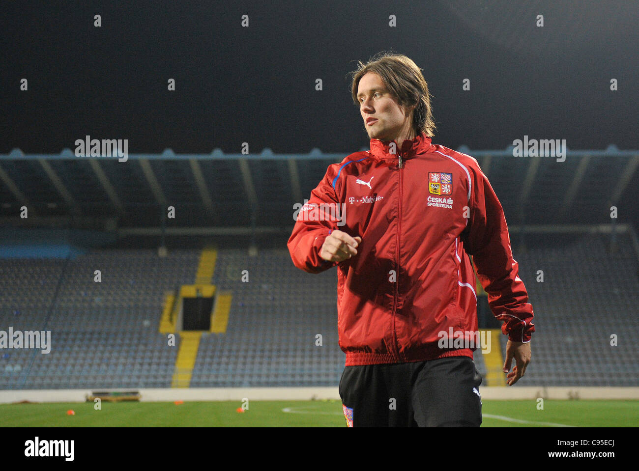Czech national soccer player Tomas Rosicky during a practice session ...