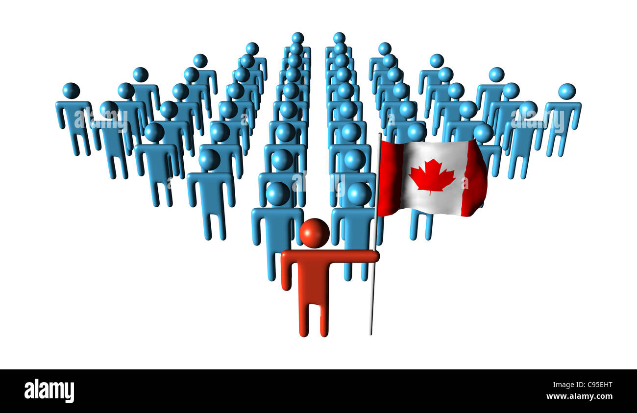 Canadian workers with rippled flag illustration Stock Photo - Alamy