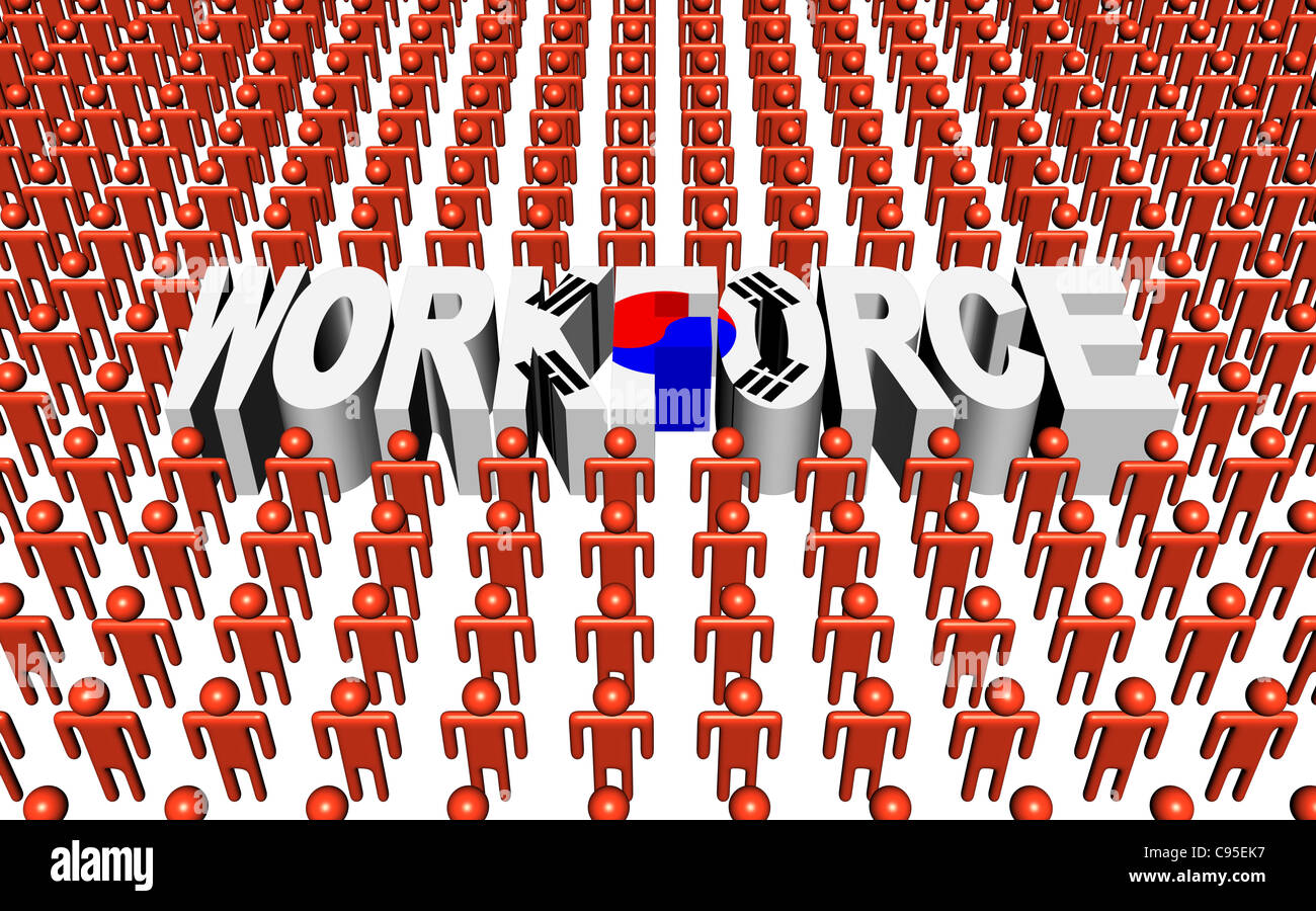 South Korean workforce with flag text illustration Stock Photo - Alamy
