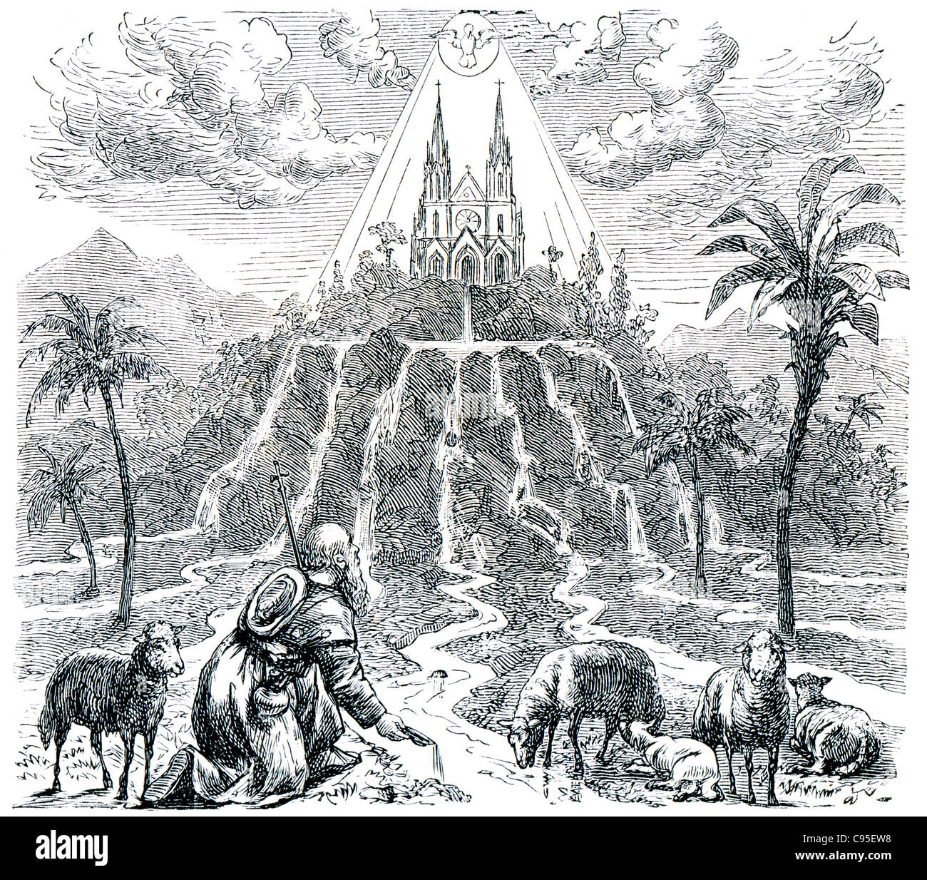 Old engravings. Shows the mercy petition of Holy Church. The book ...