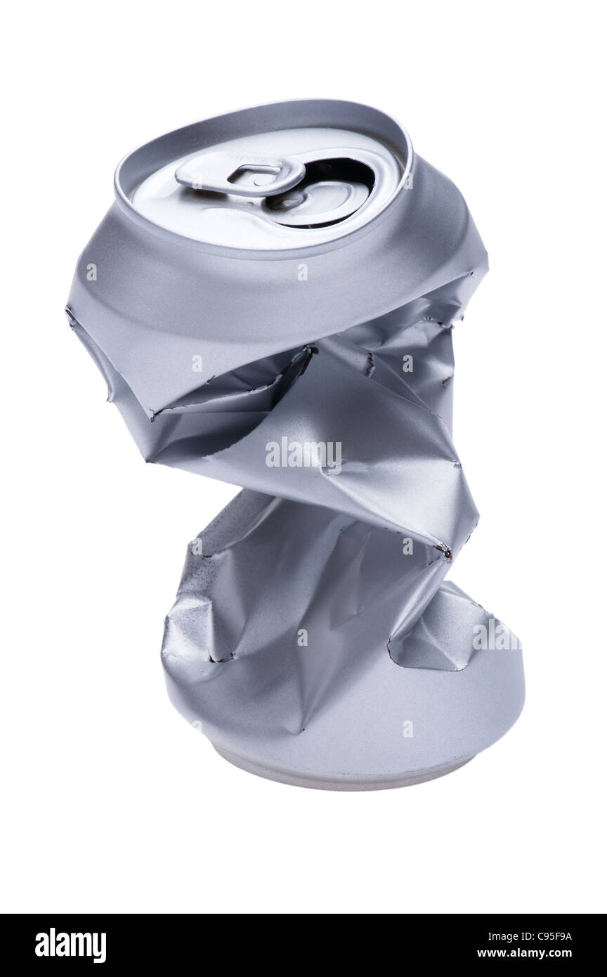 object on white - Crumpled beverage can Stock Photo - Alamy