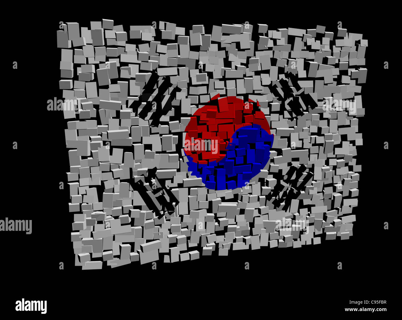 South Korean flag on blocks illustration Stock Photo - Alamy