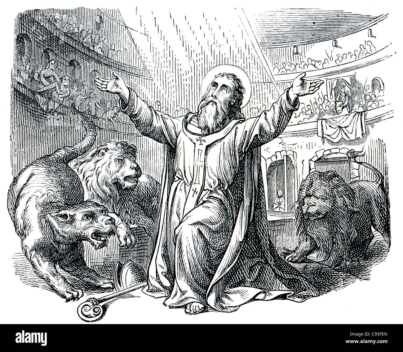 Old engravings. Depicts Saint Ignatius of Antioch takes a martyr's ...