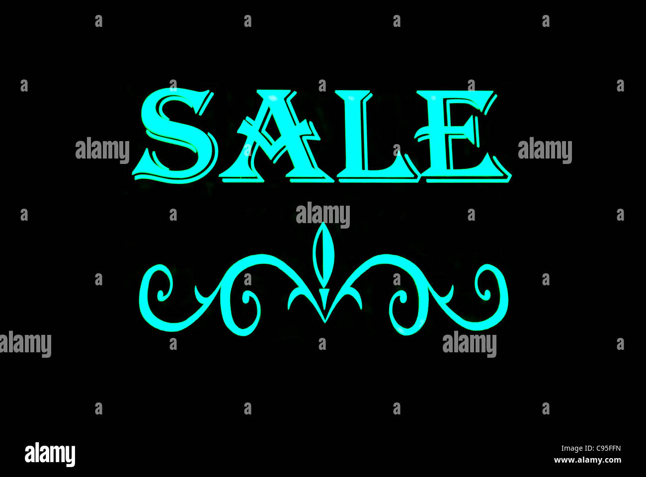Green sale with scroll neon sign isolated on black background Stock ...