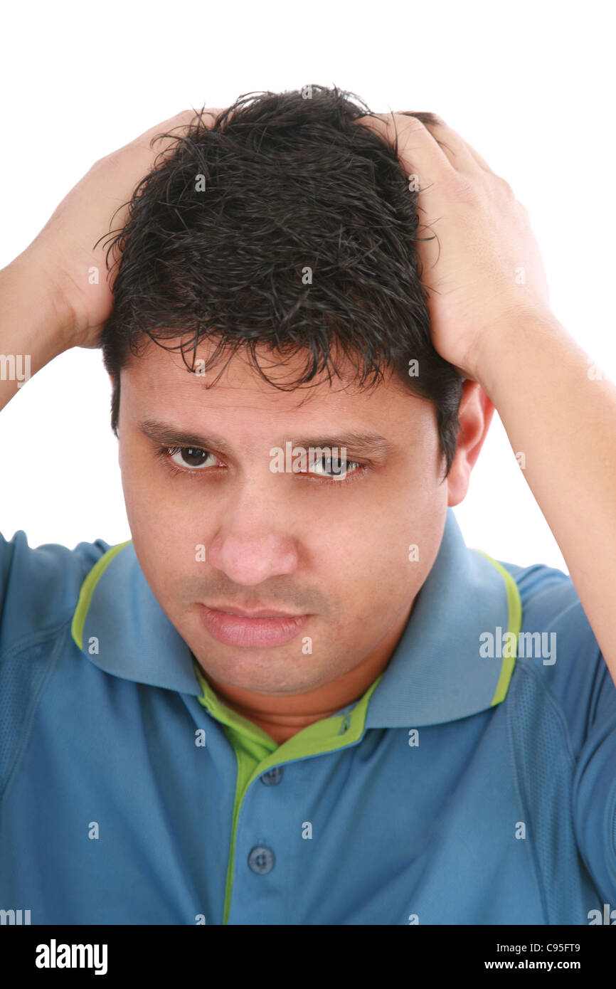Portrait of young sad man worrying or having pain Stock Photo - Alamy