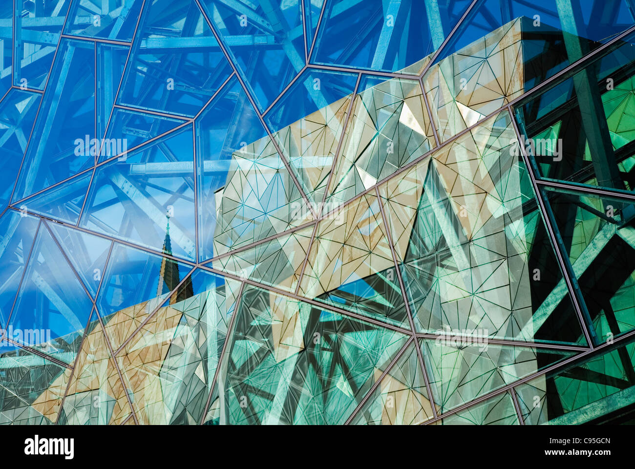 Modern architecture of Federation Square in Melbourne, Victoria ...