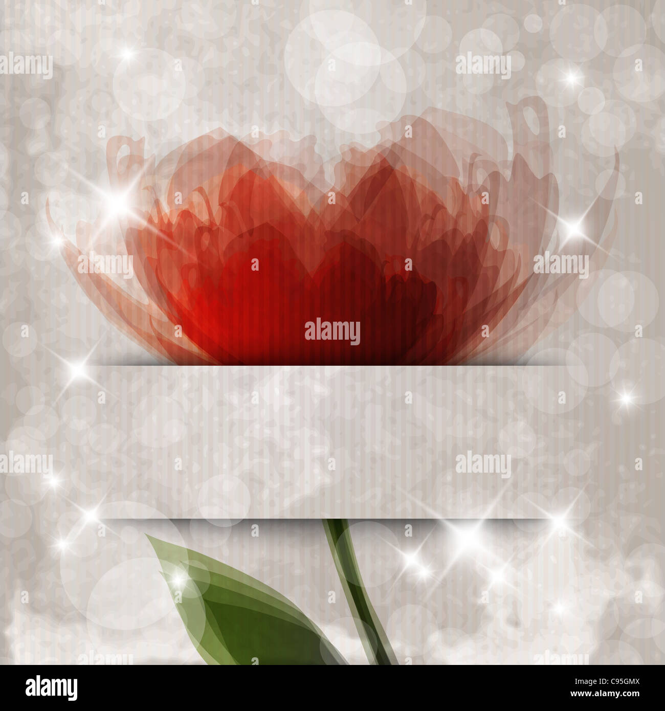 Romantic template design with flower and banner for text Stock Photo ...