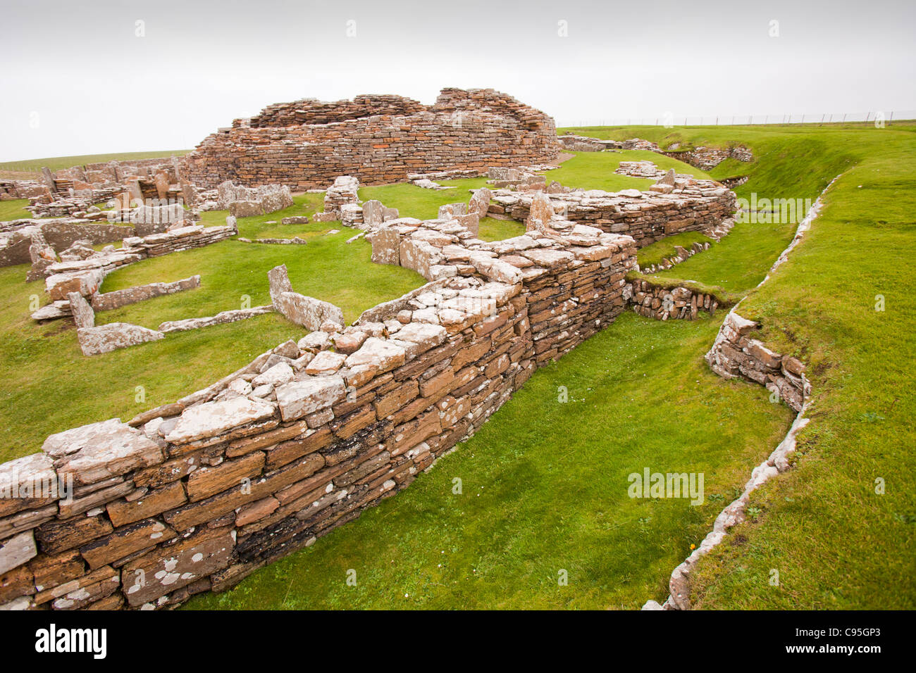 The Broch of Gurness is the best preserved Broch in Orkney Stock Photo ...