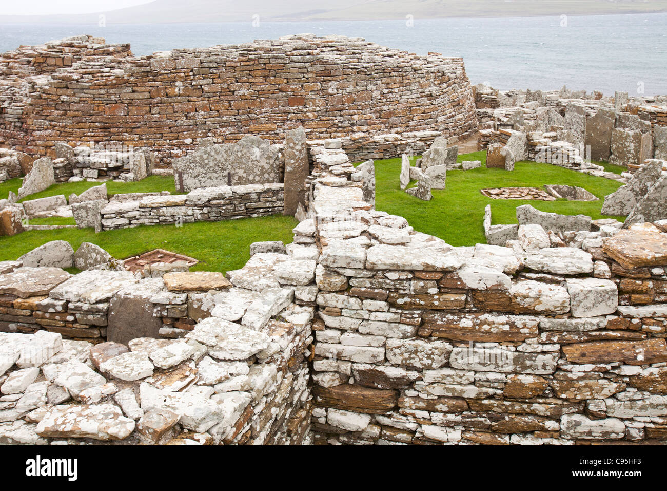 The Broch of Gurness is the best preserved Broch in Orkney Stock Photo ...