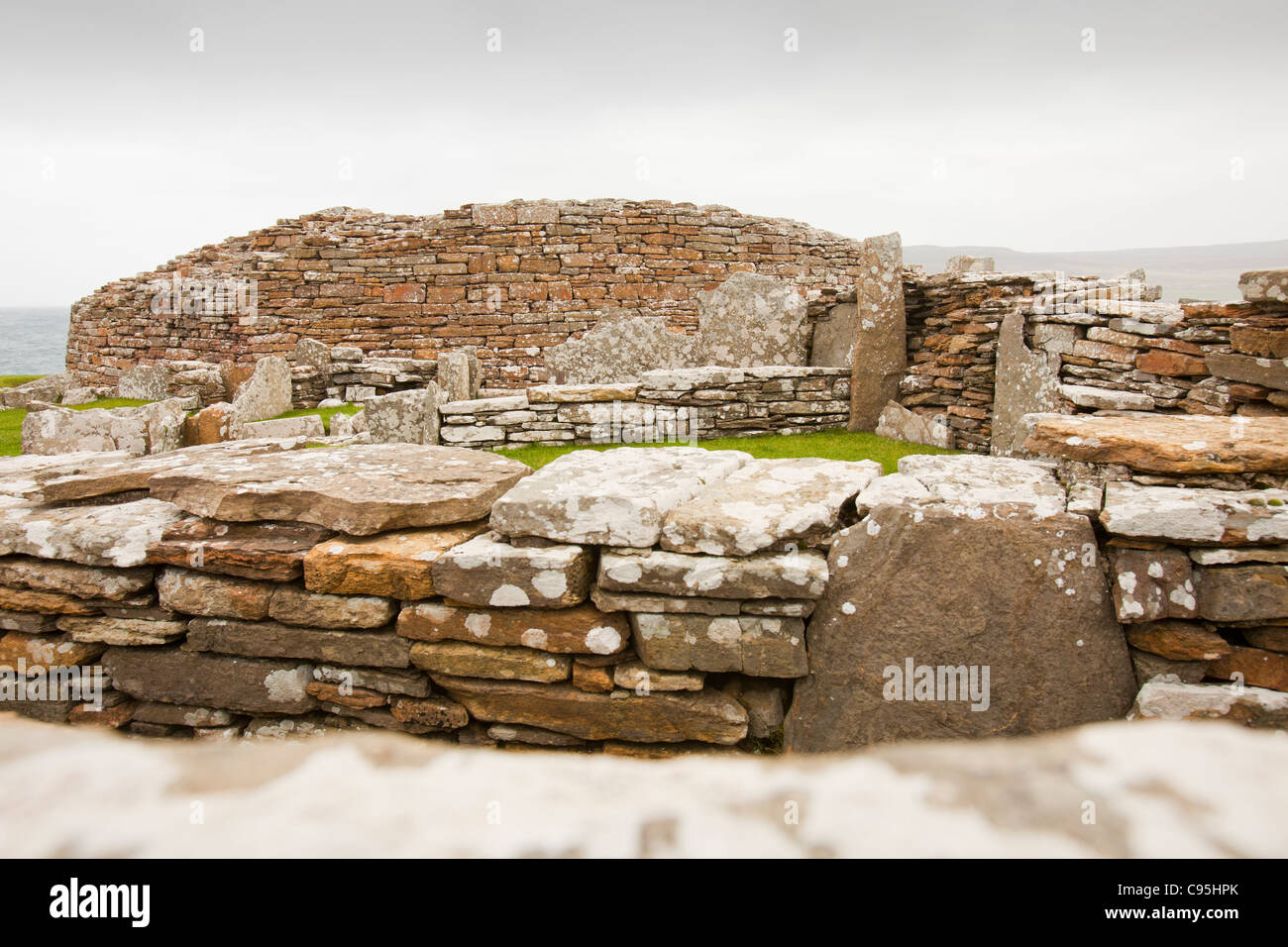 The Broch of Gurness is the best preserved Broch in Orkney Stock Photo ...