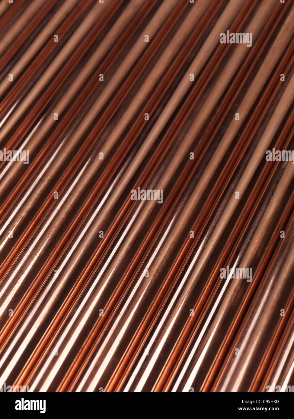 Shiny plumbing copper tubes abstract artistic background Stock Photo ...