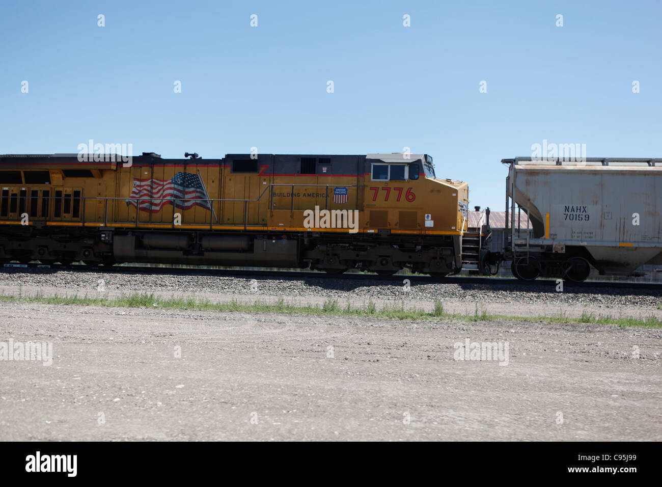 union pacific 7776 diesel locomotive engine parked along tracks ...