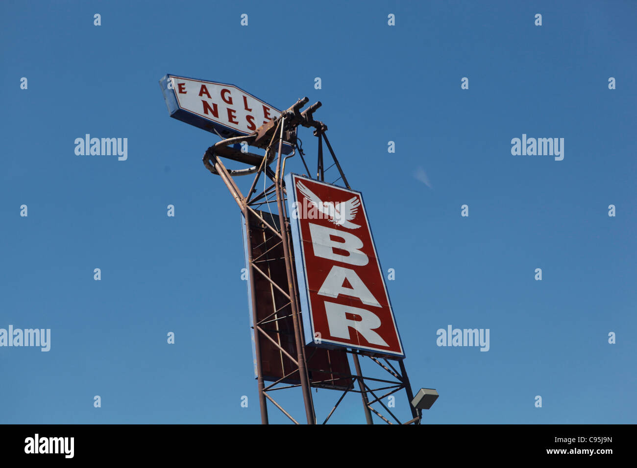 eagles nest bar sign cheyenne wyoming the american west clear blue sky ...