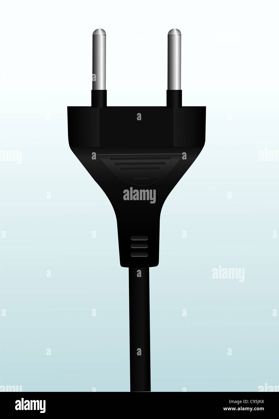 Power plug wire close up on light blue background. Vector file ...