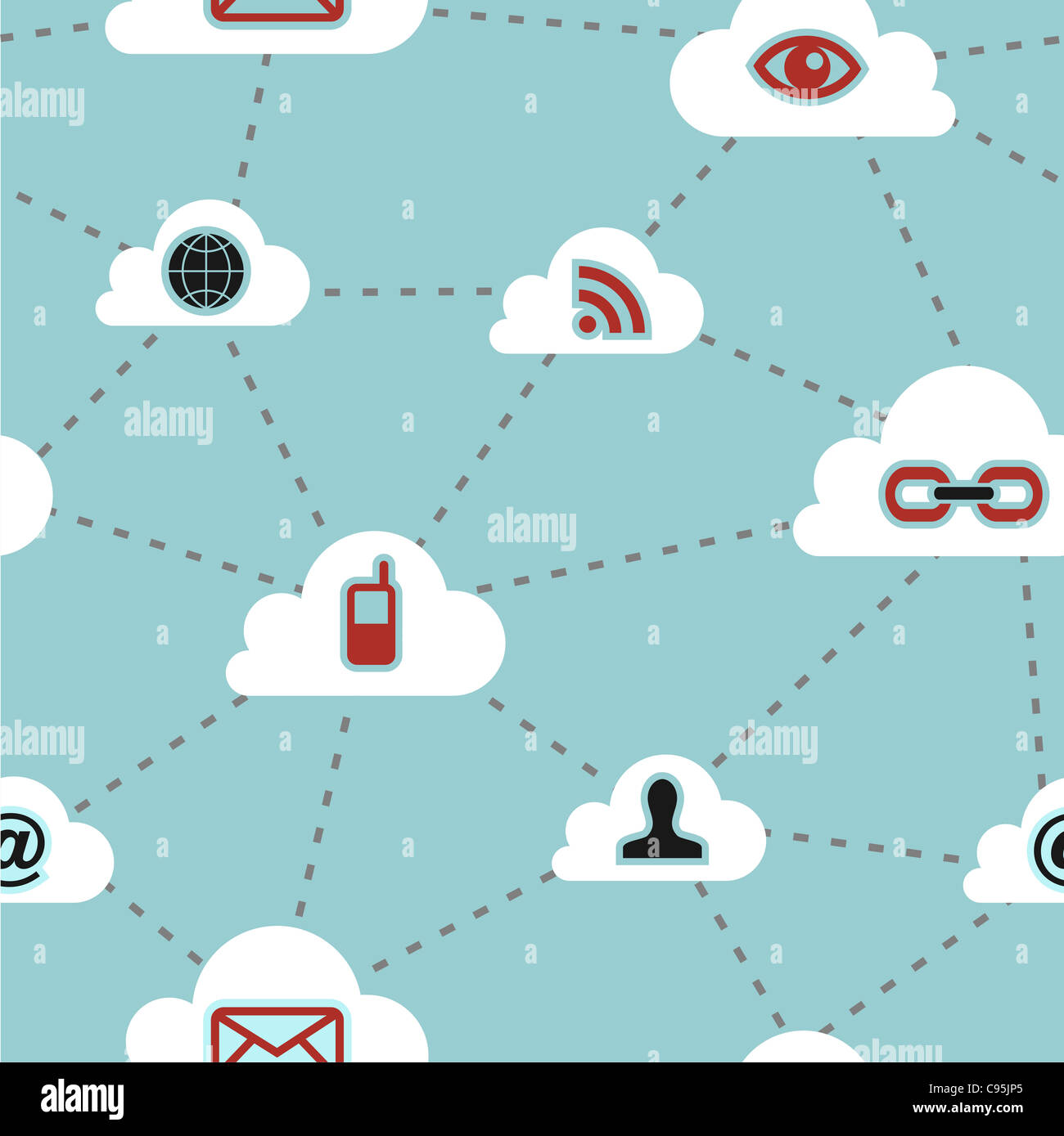 Social Media Cloud Computing Network Diagram Pattern Background Vector