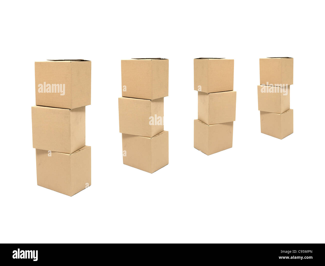Cardboard boxes isolated against a white background Stock Photo - Alamy