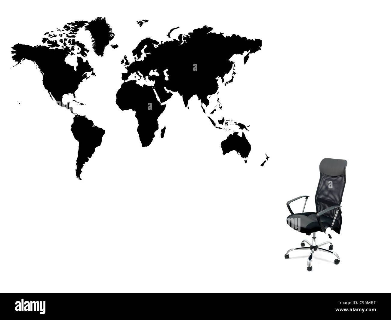 An illustration of a world map and an office chair Stock Photo - Alamy