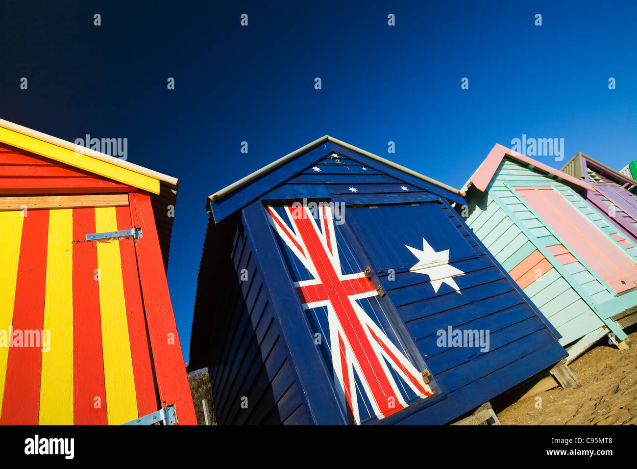 Colourful beach huts at Brighton Beach in Melbourne, Victoria ...