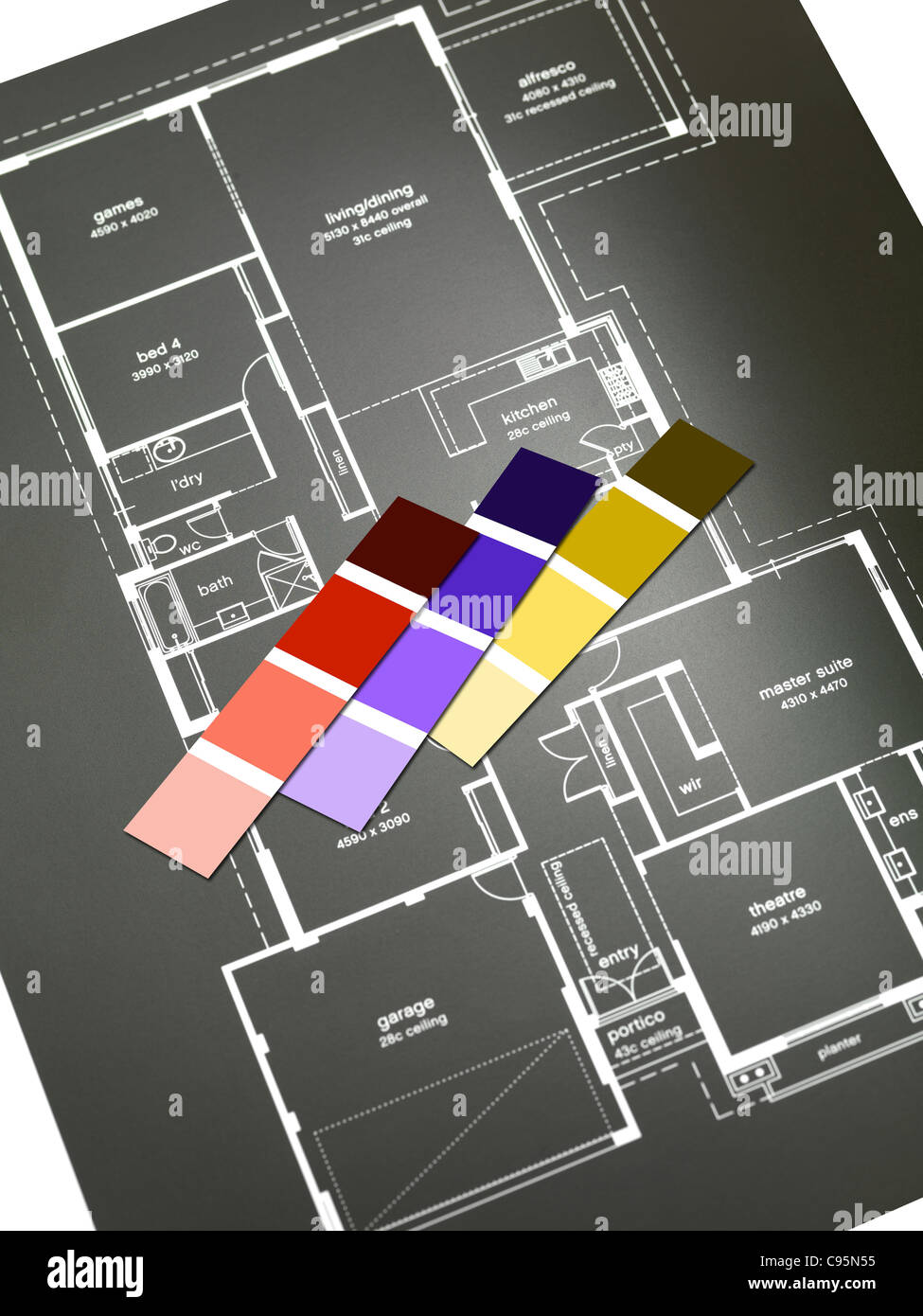 House plans isolated against a white background Stock Photo - Alamy