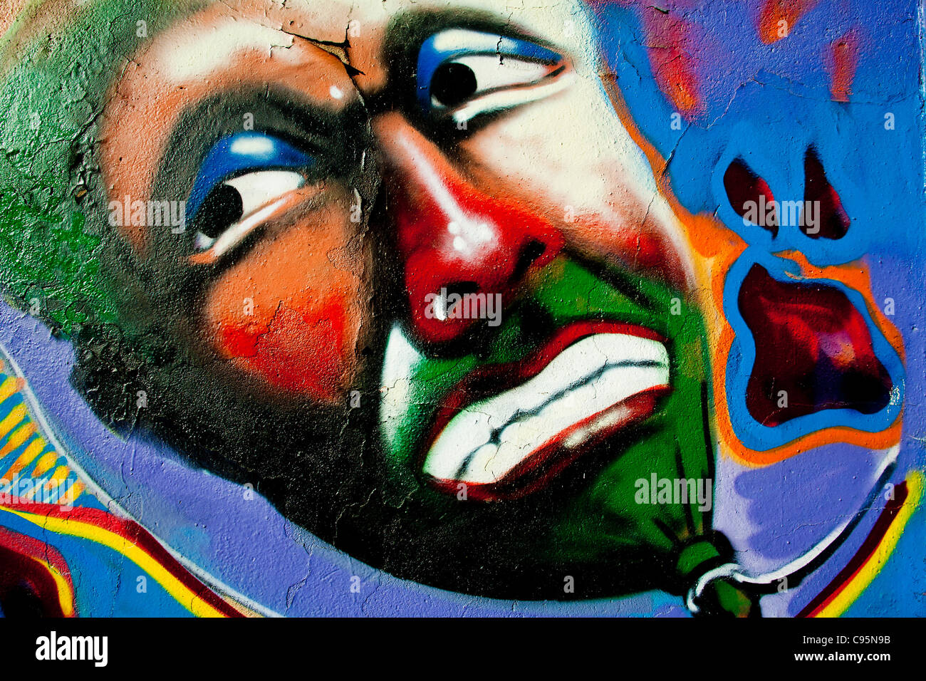 Artwork of sad colorful clown Stock Photo - Alamy
