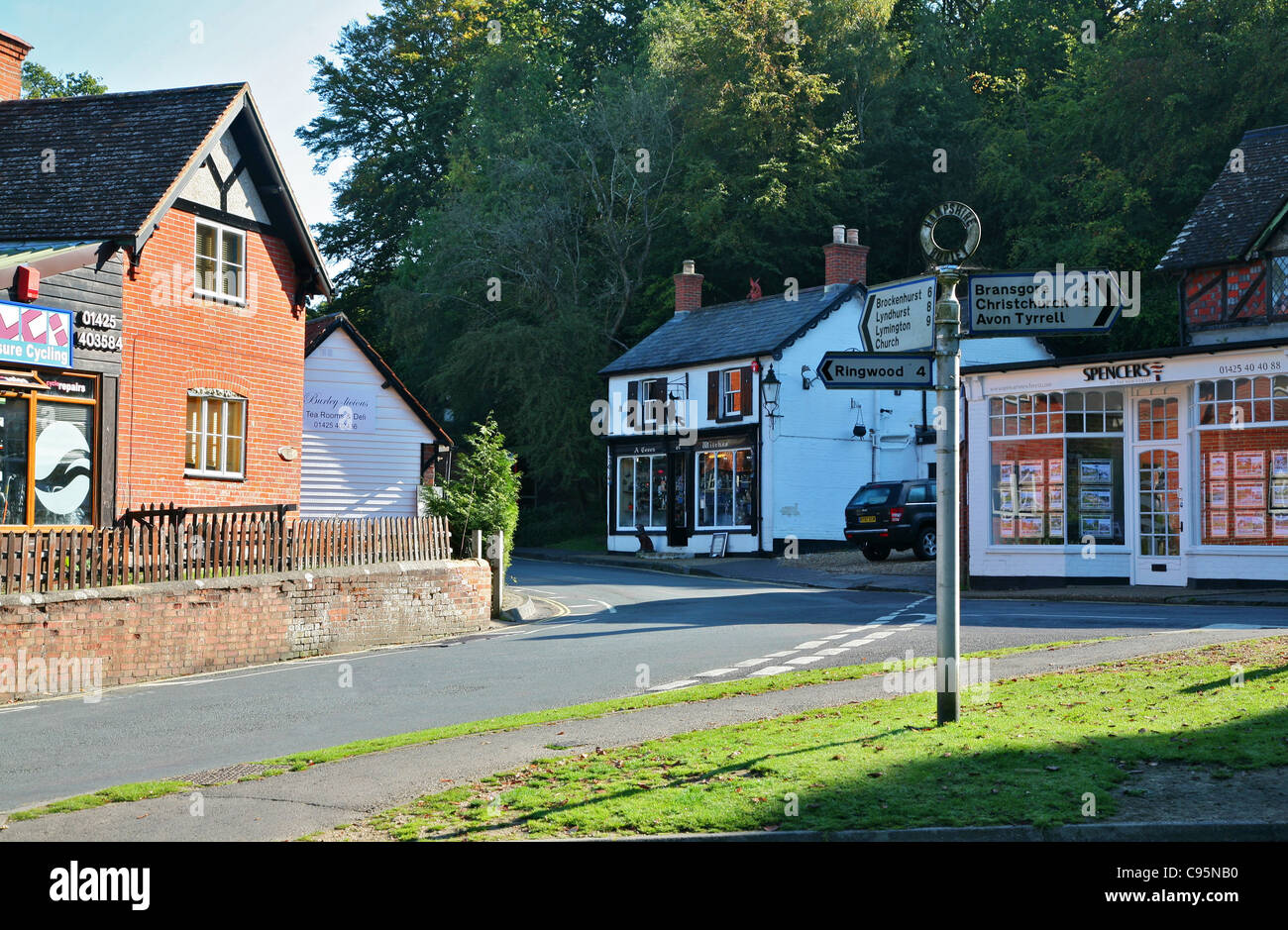 Scene in the New Forest village of Burley Stock Photo - Alamy