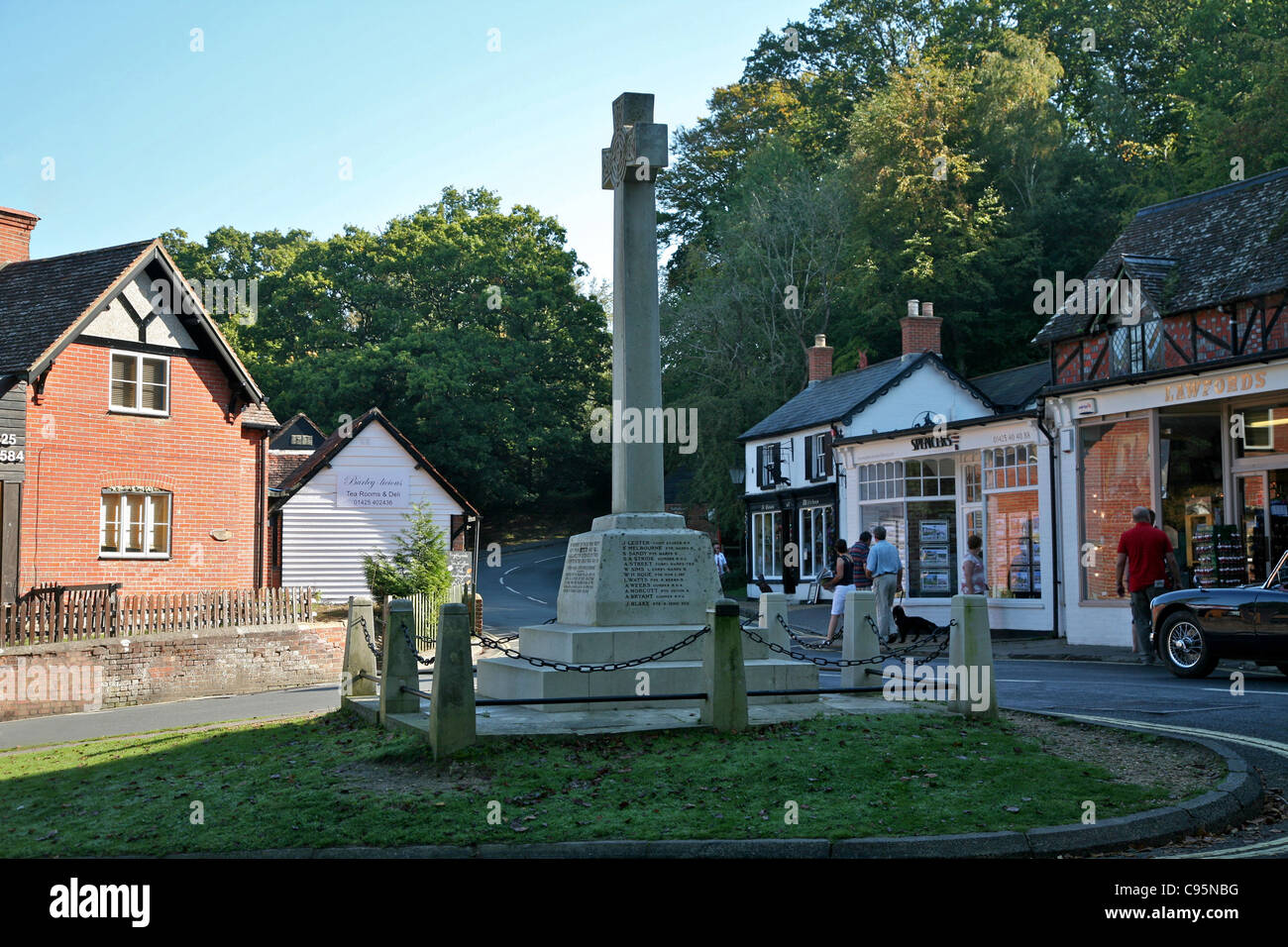 War memorial on the green in the New Forest Village of Burley Stock ...